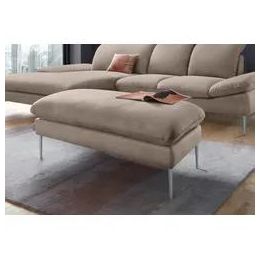 Hocker W.Schillig "enjoy&MORE", braun (stone z59), B:106cm H:45cm T:71cm, Chenille-Flachgewebe R66 (85% Polyester, 15% Nylon);Longlife Xtra-Leder Z59: Glattleder mit modischer Pr&auml;gung. Hautst&auml;rke 0, 9 - 1, 1 mm;Stoff S37 (100% Polyester), Hocker, Hocker, F&uuml;&szlig;e silber matt, Breite 106 cm