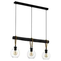 Eglo H&auml;ngeleuchte "RODING", braun (schwarz, braun), H: 110cm, 1 Stk., Leuchten, H&auml;ngeleuchte in schwarz und braun aus Stahl, Holz - exkl. E27 - 40W, H&auml;ngeleuchte