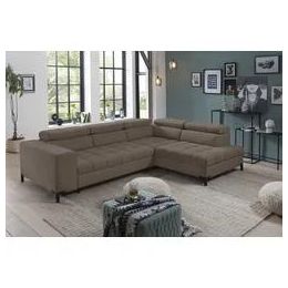 Ecksofa exxpo - SOFA FASHION "Bocco, hochwertige Verarbeitung, toller Sitzkomfort, bequem, L-Form", grau (taupe), B:276cm H:75cm T:203cm, 100% PES, Sofas, Ecksofa, wahlweise mit Bettfunktion u. Bettkasten, inkl. Kopfteilverstellung