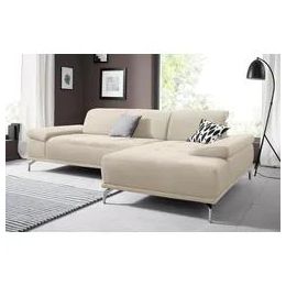 Ecksofa Home Affaire "Caluna", beige (creme), B:269cm H:97cm T:174cm, Flachgewebe Mura: (100% Polyester);Luxus-Microfaser Vintageoptik (100% Polyester);Luxus-Mikrofaser (90% Polyester, 10% Polyamid), Sofas, Ecksofa, Inkl.Sitztiefenverstellung, wahlweise mit Kopf- und Armteilverstellung