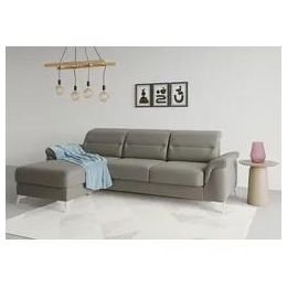 Sit & More Ecksofa SIT & MORE "Sinatra L-Form", braun (schlamm), B:258cm H:85cm T:170cm, 100% Polyester, Sofas, Ecksofa, mit Recamiere, optinal mit Kopfteilverstellung und Armteilfunktion