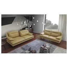 3-Sitzer Calia italia "Cezanne, italienisches Design trifft erstklassigen Sitzkomfort, Leder", gelb (355 senape mit wei&szlig;er kontrastnaht), B:215cm H:90cm T:109cm, Sofas, Edles Designsofa in besonders langlebigen & pflegeleichten Lederarten