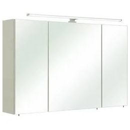 Spiegelschrank SAPHIR "Quickset Badezimmer-Spiegelschrank inkl LED-Aufsatzleuchte", wei&szlig; (eiche wei&szlig;), B:110cm H:70cm T:20cm, Holzwerkstoff, Schr&auml;nke, Spiegelschrank Spiegelschrank mit Beleuchtung, 110 cm breit, inkl. T&uuml;rd&auml;mpfer, 3 Spiegelt&uuml;ren, mit Steckdose