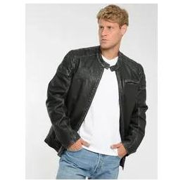 Bikerjacke Mustang "31021522", Herren, Gr. M, schwarz (schwarz, anthra), Obermaterial: 100% Lammleder. Innenfutter: 100% Baumwolle. &Auml;rmelfutter: 100% Polyester. Wattierung: 100% Polyester, ohne B&uuml;ndchen, Jacken