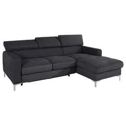 Ecksofa COTTA "Sammy L-Form", schwarz, B:226cm H:74cm T:169cm, Struktur (100% Polyester );Chenille (90% Polyester; 10% Polyamid ), Sofas, Ecksofa, mit Kopfteilverstellung, wahlweise mit Bettfunktion & Bettkasten