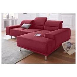 Sit & More Ecksofa SIT & MORE "Mariola L-Form", rot (bordeaux), B:269cm H:93cm T:174cm, Struktur (100% Polyester);Luxus-Microfaser ALTARA NUBUCK (100% Polyester);Luxus-Microfaser (100% Polyester), Sofas, Ecksofa, mit Recamiere und Federkern, inklusive Sitztiefenverstellung