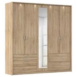 Dreht&uuml;renschrank Rauch "Kleiderschrank Schrank Garderobe W&auml;scheschrank WILDBERG", braun (eiche sonoma), B:230cm H:231cm T:58cm, Holzwerkstoff, Schr&auml;nke, Dreht&uuml;renschrank, mit 6 Schubladen, obere Schublade mit Holz-Einteilung MADE IN GERMANY