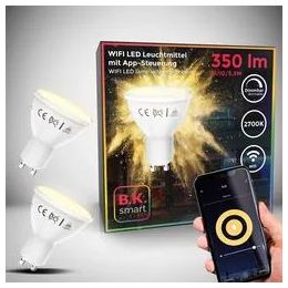 B.K.LICHT LED-Leuchtmittel, Energieeffizienz: G (A-G), wei&szlig;, L:5cm &Oslash;:5,6cm, Leuchtmittel, Smart Home LED-Lampe, RGB, WiFi, App-Steuerung, dimmbar