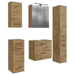 Badm&ouml;bel-Set Welltime "Chicago", braun (wotaneiche), B:120cm H:200cm T:35cm, MDF, Kastenm&ouml;bel-Sets, Badm&ouml;bel-Set