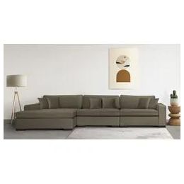 Sofa-Eckelement Home Affaire "Skara XXL L-Form", grau (taupe), B:400cm H:86cm T:190cm, 100% Polyester, Polsterelemente, Lounge-Sofa XXL mit Federkern-Polsterung, in vielen Bezugsvarianten