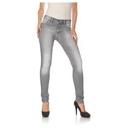 R&ouml;hrenjeans Heine, Damen, Gr. 38, Normalgr&ouml;&szlig;en, grau (grau denim), 98% Baumwolle, 2% Elasthan, Miedereinsatz:15% Elasthan, 85% Polyamid, unifarben, lang, Jeans