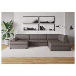 Wohnlandschaft DOMO collection "Topper, elegant und zeitlos, komfortabel, U-Form", braun (schlamm), B:320cm H:78cm T:213cm, Sofas, Wohnlandschaft, wahlweise mit Bettfunktion