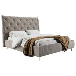 Polsterbett Home Affaire "Elloree, in 4 Breiten, hinten mit Originalstoff bezogen, auch in Leder", silber (silberfarben), B:236cm H:143cm L:254cm, 100% Polyester, Betten, Polsterbett ohne Bettkasten Polsterbett, Kopfteilh&ouml;he 143cm, belastbar bis 280 kg, auch in &Uuml;berl&auml;nge 220cm