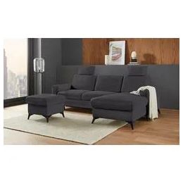 Ecksofa Home Affaire "Lolland L-Form", schwarz, B:250cm H:88cm T:162cm, Struktur impr&auml;gniert - feucht abwischbar (100% Polyester);Struktur Flausch (90% Polyester, 10% Polyamid);Luxus-Microfaser ALTARA NUBUCK (100% Polyester), Sofas, Ecksofa, Wahlweise mit Bettfunktion und Bettkasten, Federkern