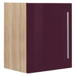H&auml;ngeschrank KOCHSTATION "KS-Samos", lila (aubergine hochglanz, eiche sonoma), B:50cm H:57cm T:34cm, Schr&auml;nke, H&auml;ngeschrank, 50 cm breit