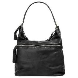 Shopper Samantha Look, Damen, Gr. B/H/T: 34cm x 32cm x 16cm onesize, schwarz, Leder, vintage, Taschen Shopper, echt Leder, Made in Italy