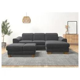 Ecksofa Home Affaire "Dundee L-Form", grau (anthrazit), B:264cm H:86cm T:170cm, Flachgewebe (100% Polyester), Sofas, Ecksofa, wahlweise mit Kopfteilverstellung und zus&auml;tzlich mit Bettfunktion