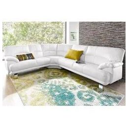 Ecksofa Trendmanufaktur "Cecilia in italienischem Design, modern und komfortabel, L-Form", wei&szlig; (altwei&szlig;), B:280cm H:87cm T:240cm, NaturLEDER (echtes Rindsleder) in Sitz und R&uuml;cken. Korpus in passendem Kunstleder SOFTLUX bezogen;Luxus-Microfaser ALCAZAR (100% Polyester);Kunstleder SOFTLUX;Microfaser PRIMABELLE (100% Polyester), Sofas, Ecksofa, bequeme Armlehnen, mit langem Schenkel