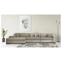 Ottomane Home Affaire "Skara L-Form", beige (dunkelbeige), B:310cm H:86cm T:100cm, 100% Polyester, Sofas, Ottomane, Lounge-Sofa mit Federkernpolsterung, in vielen Bezugsvarianten