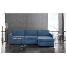 Schlafsofa Home Affaire "GOLDPOINT Ecksofa 264 cm, Liegefl&auml;che (140/200cm), L-Form", blau, B:264cm H:85cm T:157cm, Stuktur weich (100% Polyester);Luxus-Microfaser (100% Polyester), Sofas, Schlafsofa, Bettfunktion, Bonell-Federkernmatratze und Dauerschl&auml;fer-Funktion