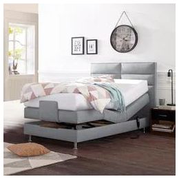Boxbett, grau, B:114cm L:210cm, Box und Kopfteil: Feinstrukturstoff (77% Polyester und 23% Viskose);Bezug der Obermatratze: 100% Polyester, Westfalia Schlafkomfort, Komplettbetten, Boxspringbett, mit Motor in diversen Ausf&uuml;hrungen