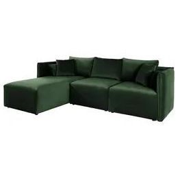 Ecksofa OTTO HOME "N&ouml;re L-Form", gr&uuml;n (dunkelgr&uuml;n), B:262cm H:74cm T:172cm, Samtoptik (100% Polyester);Struktur (100% Polypropylene);Webstoff (100% Polyester);Struktur fein (100% Polyester);Luxus-Microfaser Lederoptik (100% Polyester);Baumwoll-/Leinenmix (60% Baumwolle/40% Leinen), Sofas, Ecksofa, 3 Teile, in vielen Bezugsqualit&auml;ten und Farben. Modulteile s. "N&ouml;re"