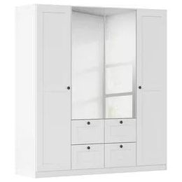 Dreht&uuml;renschrank Rauch "Kleiderschrank Schrank Garderobe Ankleide Schlafzimmerschrank YLVA", wei&szlig;, B:180cm H:197cm T:54cm, Holzwerkstoff, Schr&auml;nke, Dreht&uuml;renschrank, skandinavischer Style mit Rahmenfront und Knopfgriffen MADE IN GERMANY