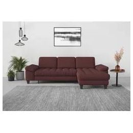 Sit & More Ecksofa SIT & MORE "Westham L-Form", lila (chianti), B:275cm H:88cm T:172cm, 90% Polyester 10% Polyamid, Sofas, Ecksofa, Recamiere, mit oder ohne Bettfunktion, Bettkasten, F&uuml;&szlig;e wengefarben