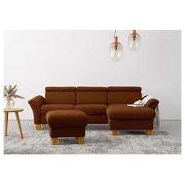 Ecksofa Home Affaire "Lindgren L-Form", rosa (kupfer), B:258cm H:84cm T:169cm, 100% Polyester, Sofas, Ecksofa, wahlweise mit Bett mit klappbaren Rollen, Kasten und Kopfverstellung