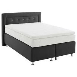 Boxspringbett, grau (charcoal), B:155cm L:210cm, Bezug: Feinstruktur 100% Polyester, Westfalia Schlafkomfort, Komplettbetten, Boxspringbett, wahlweise mit Topper