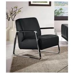Cocktailsessel W.Schillig "quadroo Designsessel, Loungesessel", schwarz (nachtschwarz z73), B:65cm H:82cm T:82cm, Velourgewebe V41 (100% Polyester);Longlife Xtra-Leder Z59 - Glattleder;Longlife Xtra-Leder Z73 - Glattleder;Stoff S37 (100% Polyester): Luxus-Microfaser in Lederoptik, Sessel, Cocktailsessel, mit bezogenen Armlehnen, Gestell in Chrom gl&auml;nzend