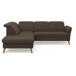 Sit & More Ecksofa SIT & MORE "Romero L-Form", braun (dunkelbraun), B:250cm H:91cm T:220cm, 100% Polyester, Sofas, Ecksofa, wahlweise mit oder ohne TV-Funktion, Bettfunktion, Bettkasten