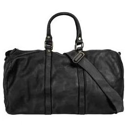 Reisetasche FORTY, Gr. B/H/T: 47cm x 27cm x 18cm onesize, schwarz, Leder, leicht gl&auml;nzend, unifarben, Taschen Reisetasche, echt Leder, Made in Italy
