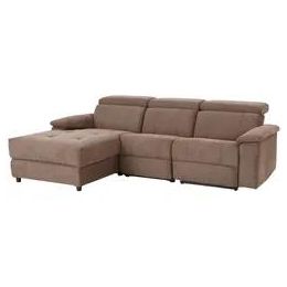 Ecksofa Home Affaire "Binado, L-Form", braun, B:252cm T:164cm, Webstoff (95% Polyester/5% Nylon), Sofas, Ecksofa, mit manueller oder elektrischer Relaxfunktion mit USB-Anschluss