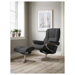 Relaxsessel stressless "Mayfair", grau (charcoal dinamica), B:83cm H:102cm T:74cm, Microfaser DINAMICA (88% Polyester, 12% Polyurethan), Sessel, Relaxsessel, mit Hocker, mit Cross Base, Gr&ouml;&szlig;e S, M & L, Holzakzent Schwarz