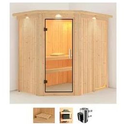 Sauna Karibu "Swantje", beige (naturbelassen), Saunaofen, integrierte Steuerung, 3,6 kW, Saunen, Ofen 3,6 kW intgr. Strg