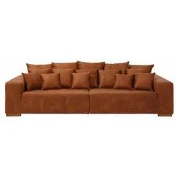 Big-Sofa Home Affaire "Neapel", braun (cognac), B:290cm H:80cm T:118cm, Luxus-Microfaser (100% Polyester);Luxus-Microfaser Lederoptik (100% Polyester), Sofas, Big-Sofa, mit vielen losen Kissen, in 2 Bezugsqualit&auml;ten