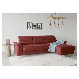 Sit & More Ecksofa SIT & MORE "Sinatra L-Form", rot (bordeaux), B:258cm H:85cm T:170cm, 100% Polyester, Sofas, Ecksofa, mit Recamiere, optinal mit Kopfteilverstellung und Armteilfunktion