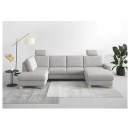 Wohnlandschaft Home Affaire "Summer U-Form", silber, B:314cm H:91cm T:170cm, 95% Polyester, 5% Polyamid, Sofas, Wohnlandschaft, mit oder ohne Bettfunktion und Bettkasten, Cord-Bezug