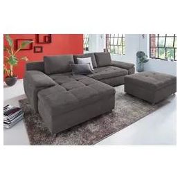Ecksofa Home Affaire "Labene L-Form", grau (fango), B:270cm H:82cm T:90cm, Struktur fein (95% Polyester, 5% Polyamid);Luxus-Microfaser ALTARA NUBUCK (100% Polyester);Kunstleder SOFTLUX / Struktur (100% Polyester);Struktur (100% Polyester);Flachgewebe (95% Polyester, 5% Polyamid), Sofas, Ecksofa, wahlweise mit Bettfunktion und Bettkasten, auch als XXL-Variante