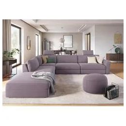 Sit & More Ecksofa SIT & MORE "Cadabra L-Form", lila (flieder), B:356cm H:80cm T:292cm, Samtoptik (100% Polyester);Soft clean (98% Polyester, 2% Polyamid);Struktur fein (100% Polyester), Sofas, Ecksofa, Breite 356 cm, mit Sitztiefenverstellung