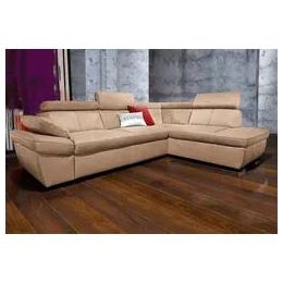 Ecksofa exxpo - SOFA FASHION "Salerno, Funktionssofa, hoher Sitzkomfort, Breite 268cm, L-Form", braun (cappuccino), B:268cm H:77cm T:204cm, NaturLeder;Primabelle-Microfaser (100% Polyester);Luxus-Kunstleder, Sofas, Ecksofa, inkl. Kopf- und Armteilverstellung, wahlweise mit Bettfunktion