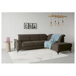 Sit & More Ecksofa SIT & MORE "Sinatra L-Form", braun (espresso), B:251cm H:85cm T:220cm, 90% Polyester, 10% Polyamid, Sofas, Ecksofa, mit Ottomane, optional mit Kopfteilverstellung und Armteilfunktion