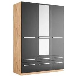 Kleiderschrank Priess "Schrank Garderobe W&auml;scheschrank Barcelona in 5 Breiten", schwarz (astkernbuche, schwarz), B:140cm H:193cm T:54cm, Holzwerkstoff, Schr&auml;nke, Kleiderschrank, viel Stauraum, ger&auml;umige Schubk&auml;sten, mit Spiegel, MADE IN GERMANY