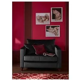 Loveseat Home Affaire "Renesse", schwarz, B:112cm H:74cm T:90cm, Luxus-Microfaser ALTARA NUBUCK (100% Polyester);Samtvelours 100% Polyester, Sessel, lose Kissen, Keder an Sitzkissen