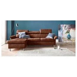 Ecksofa exxpo - SOFA FASHION "Maretto, bequem & komfortabel, bodenfrei, Breite 257cm, L-Form", braun (cognac), B:257cm H:96cm T:167cm, Luxus-Microfaser (100% Polyester), Sofas, Ecksofa, inkl. Kopf- bzw. R&uuml;ckenverstellung, wahlweise mit Bettfunktion