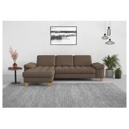 Sit & More Ecksofa SIT & MORE "Westham L-Form", braun (chocco), B:275cm H:88cm T:172cm, 100% Polyester, Sofas, Ecksofa, mit Recamiere, mit oder ohne Bettfunktion, Bettkasten, F&uuml;&szlig;e Eiche