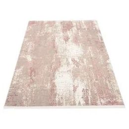 Teppich OCI DIE TEPPICHMARKE "TOP LARISSA", rosa (rosa, creme), B:120cm H:7mm L:170cm, Polypropylen (PP), Teppiche, Teppich, 3-D Hoch Tief Optik, mit Fransen, Wohnzimmer