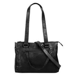 SPIKES & SPARROW Shopper SPIKES & SPARROW, Damen, Gr. B/H/T: 28cm x 23cm x 5cm onesize, schwarz, Leder, leicht gl&auml;nzend, unifarben, Taschen Shopper, echt Leder