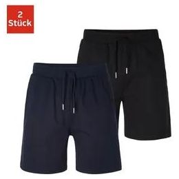 Schlafshorts AUTHENTIC LE JOGGER "kurze Relaxshorts, mit Kordel", Herren, Gr. 56/58 (XL), N-Gr, blau (navy, schwarz), Jersey, Obermaterial: 100% Baumwolle, unifarben, Basic, bequem kniefrei, Hosen, aus reiner Baumwolle, Topseller